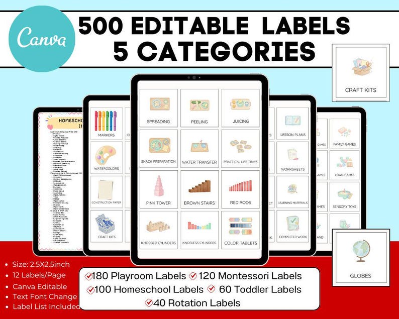 500 Editable Playroom Toy Bin Labels Canva Template,kid Storage Labels ...