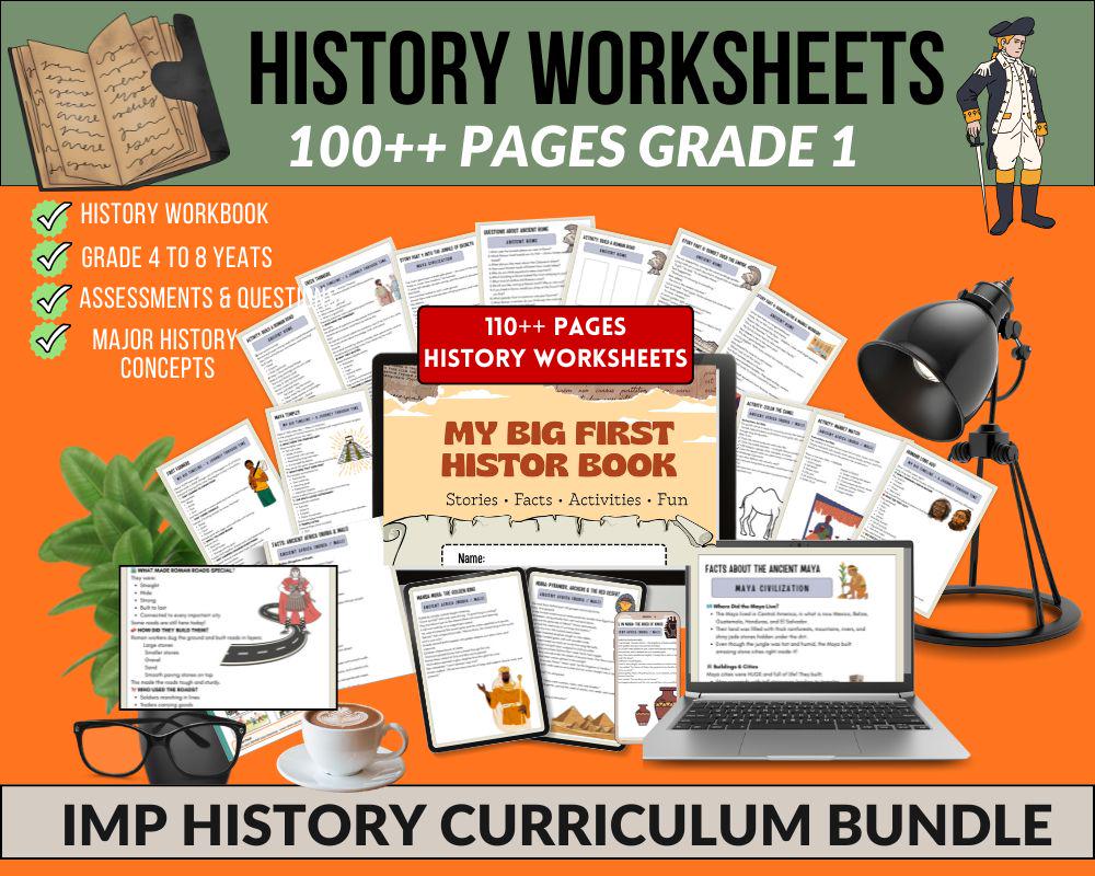 110+ Pages History Worksheets for Kids,social Studies World History ...