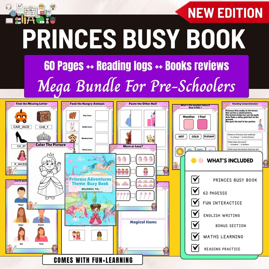 Princess Busy Book for Preschool,printable Toddler Activity Book,fairy ...