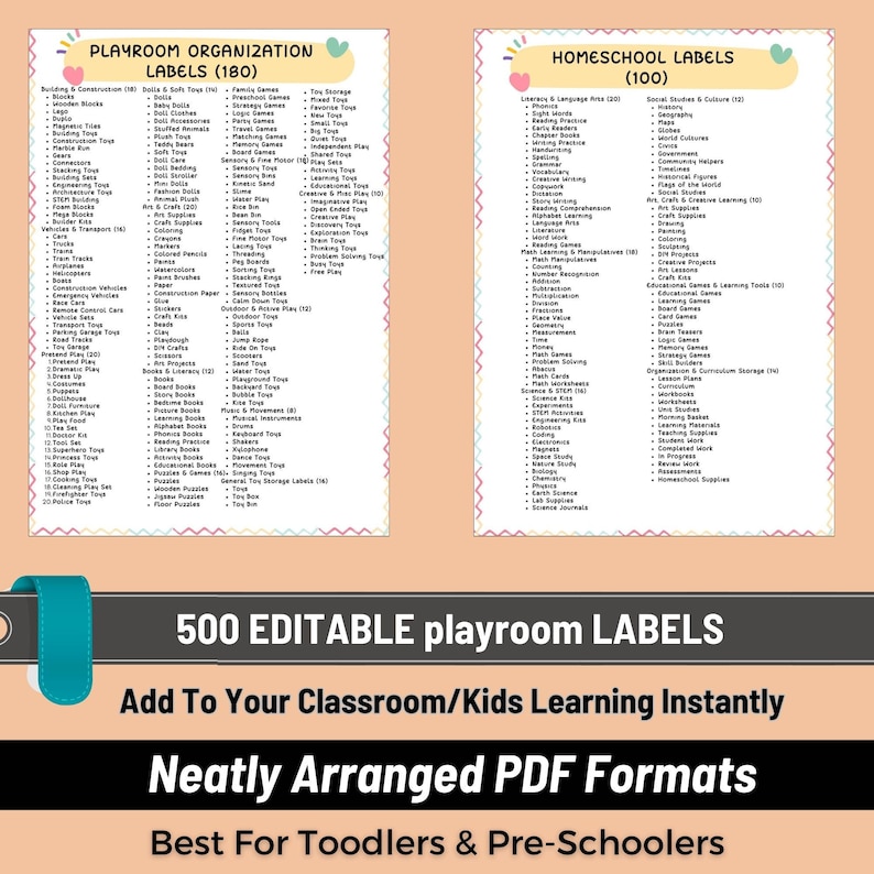 500 Editable Playroom Toy Bin Labels Canva Template,kid Storage Labels ...