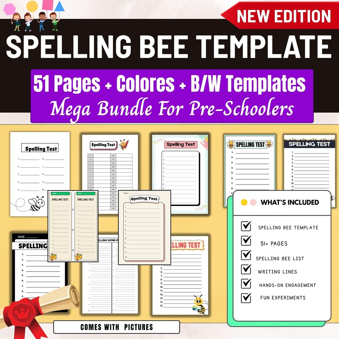 51+ Pages Spelling Bee Template,spelling Test Paper Template, Colored ...