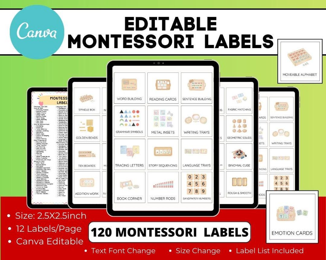Montessori Labels Editable,toy Shelf Classroom Organization Labels,kids ...