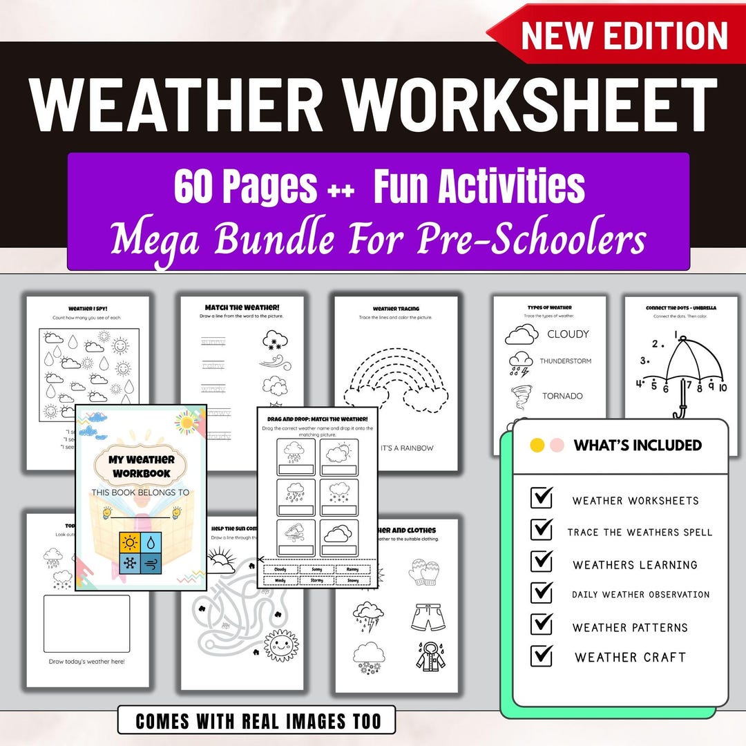 Weather Activity Worksheet,prek Worksheet,preschool Kindergarten ...