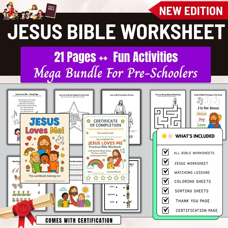 21+ Jesus Bible Worksheet,sunday School Education Activity,bible ...