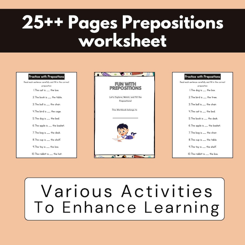Preposition Worksheet,learning Game for Kid,grammar Worksheet,language ...