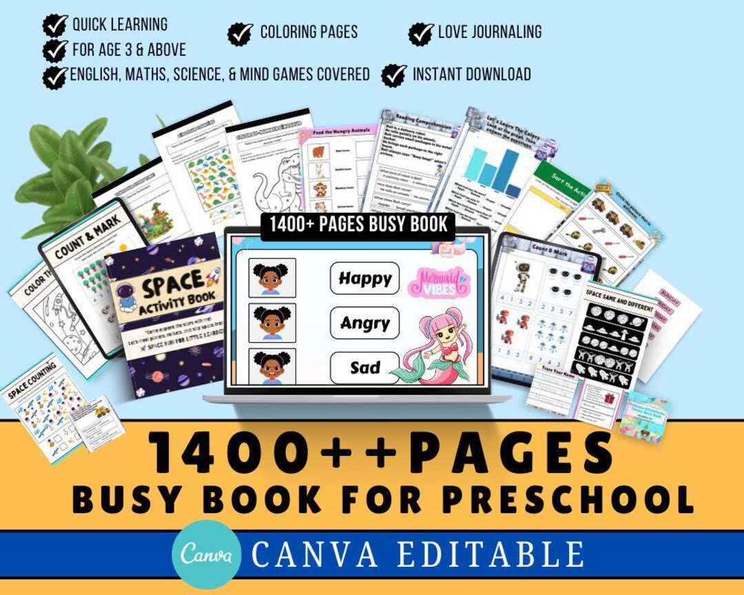 Kids Learning Activities Bundle,editable Busy Book Bundle Preschooler ...