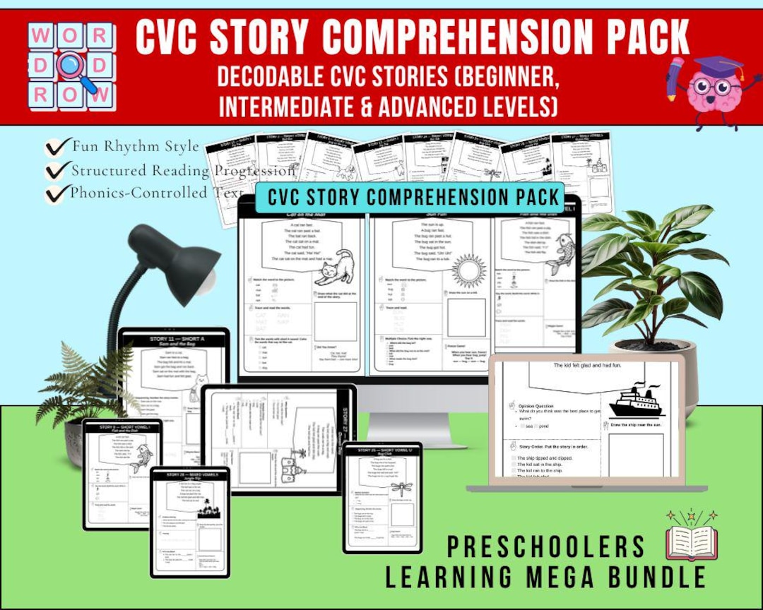 Kindergarten Cvc Reading Comprehension Passages Worksheets,fun Phonics ...
