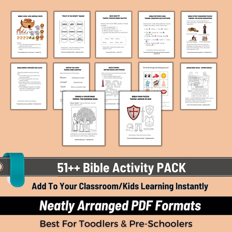 51++bible Activity Pack,bible Worksheets,sunday School Prints,bible ...