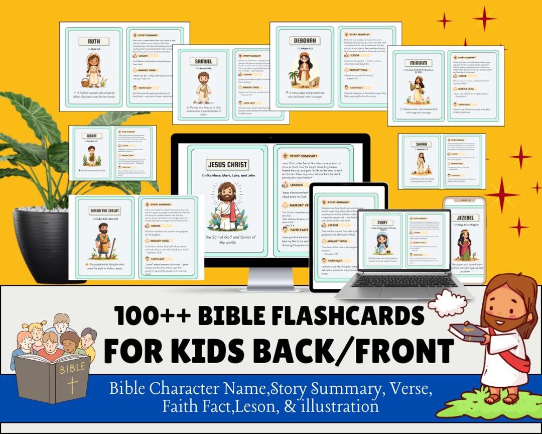 100++ Bible Flashcards for Kids,bible Character Flashcardschristian ...