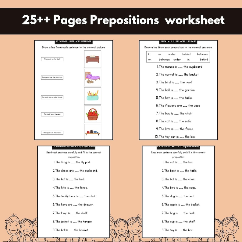 Preposition Worksheet,learning Game for Kid,grammar Worksheet,language ...