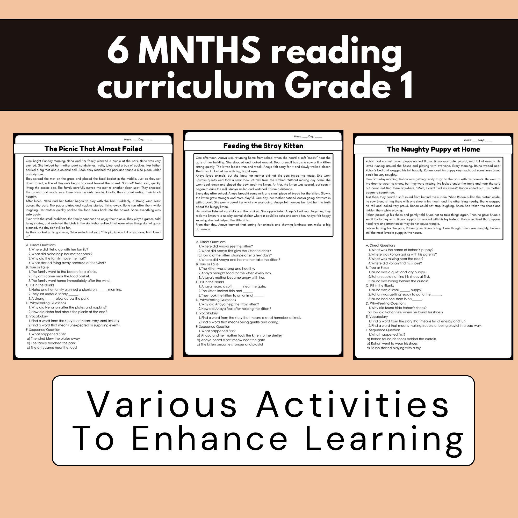 1st Grade Reading Comprehension Worksheets,60 First Grade Story Reading ...