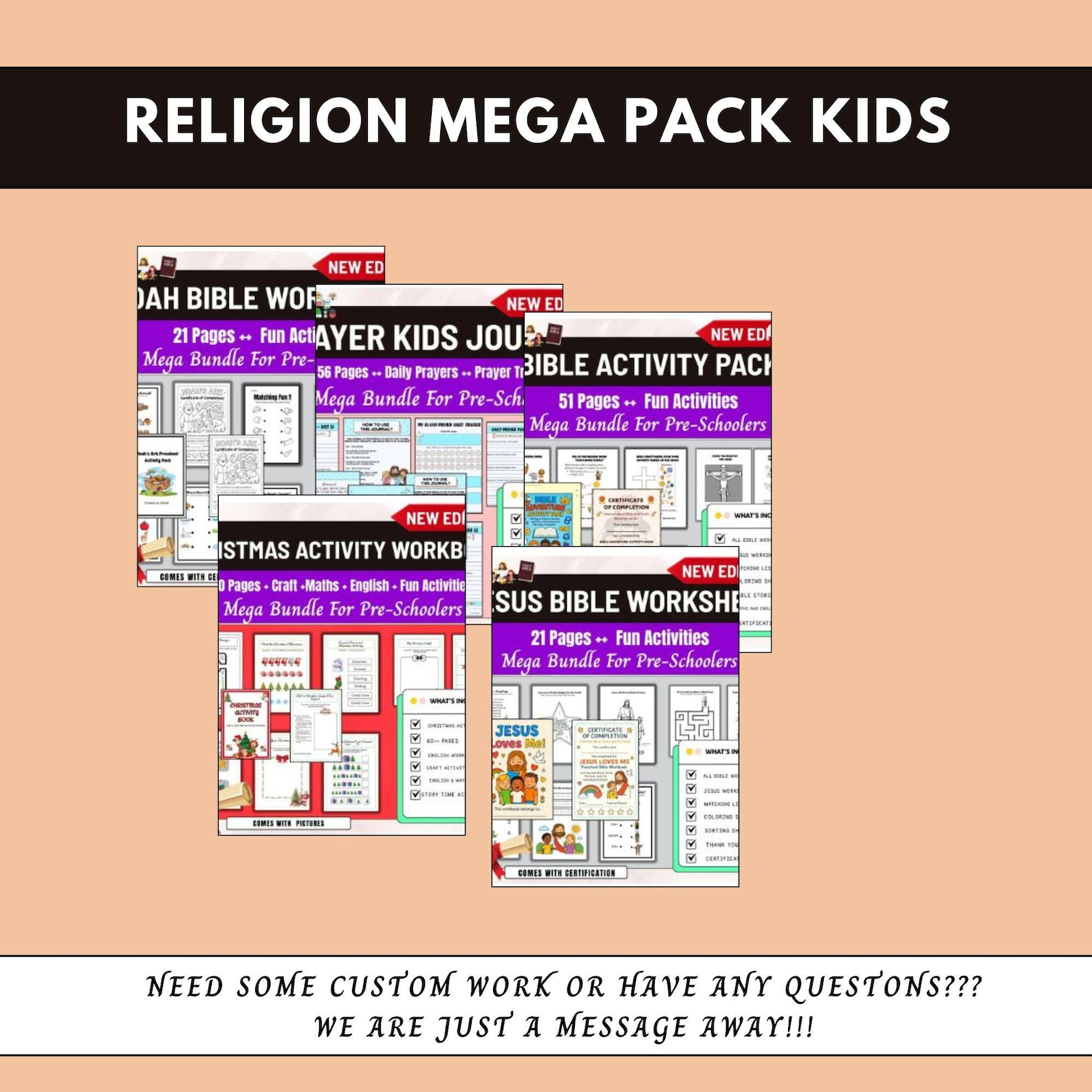 Christian Mega Pack Kids,bible Activities Worksheets,christian ...