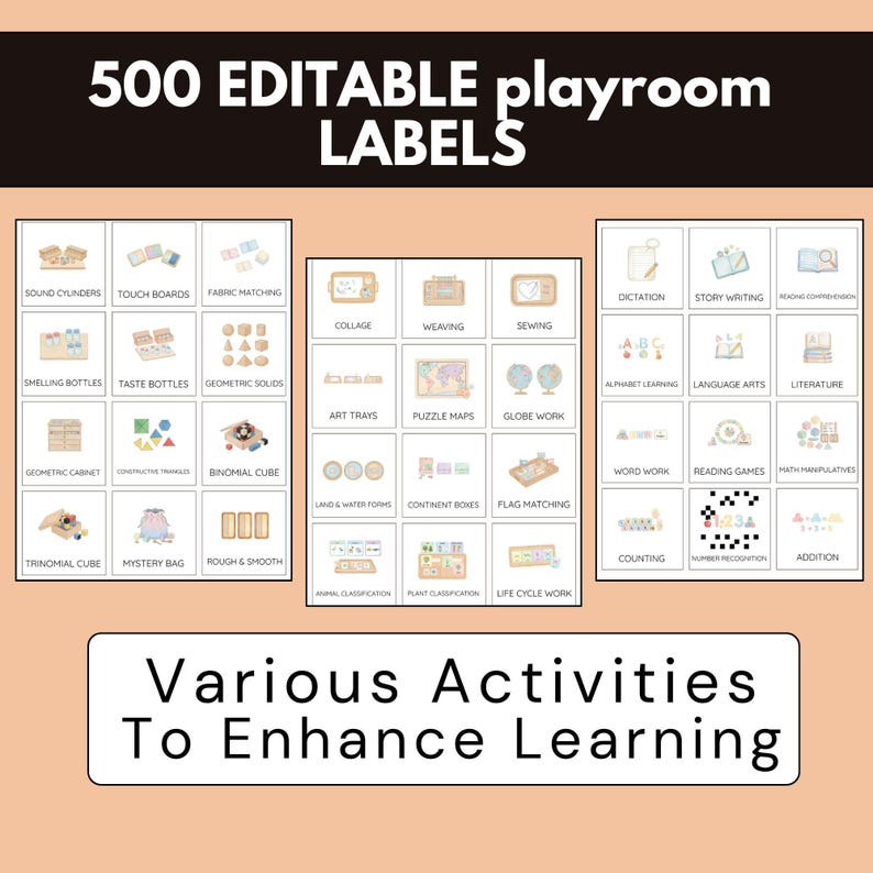 500 Editable Playroom Toy Bin Labels Canva Template,kid Storage Labels ...