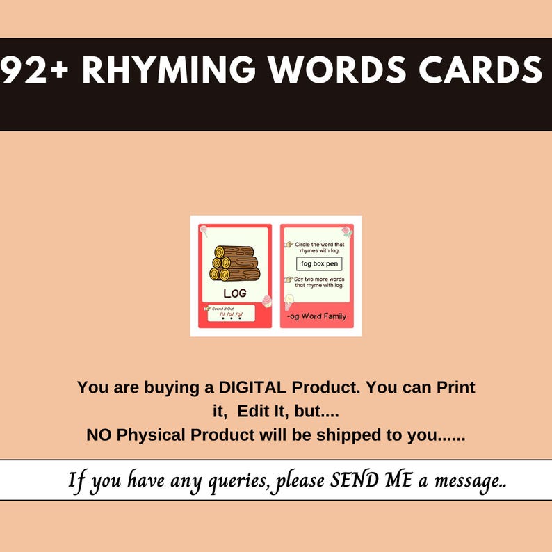 Rhyming Flashcards Mega Pack,phonics Word Family Cards,kindergarten ...