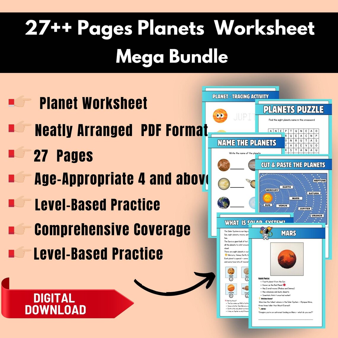 27+ Pages Planet Worksheet Bundle,solar System Activity,space Science ...