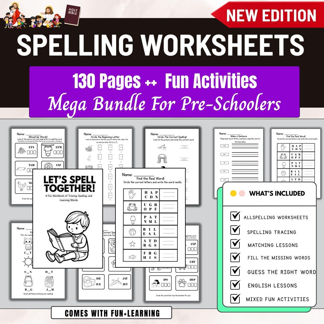 130+ Printable Spelling Worksheets,learn to Spell,phonics Sight Word ...