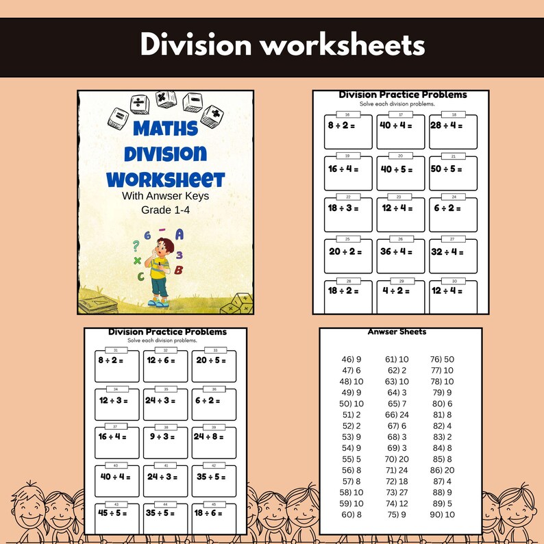 Printable Division Worksheets,grade 1-4 Maths, Answer Sheet,division ...
