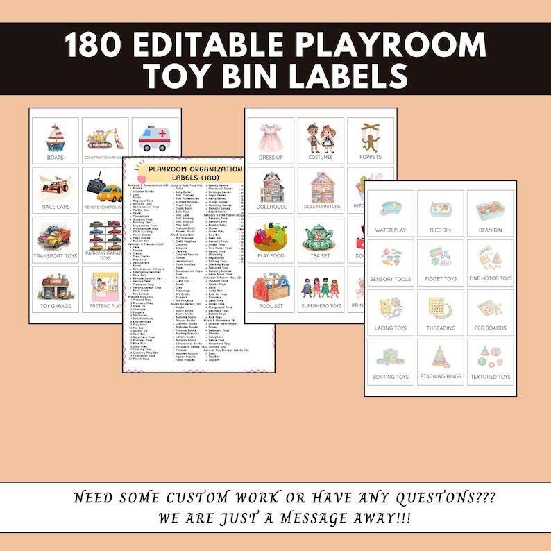 180 Canva Editable Toy Bin Label,playroom Organization Labels,kid ...