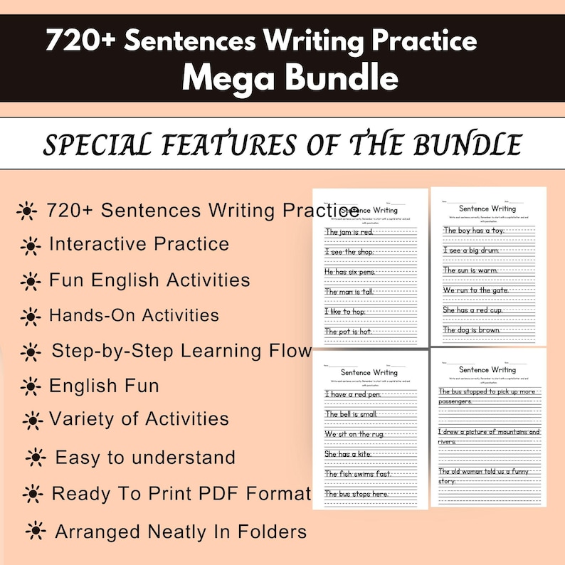 201 Printable Write the Sentence Worksheet,720 Sentence Writing ...