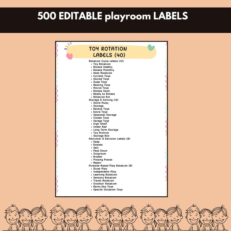 500 Editable Playroom Toy Bin Labels Canva Template,kid Storage Labels ...