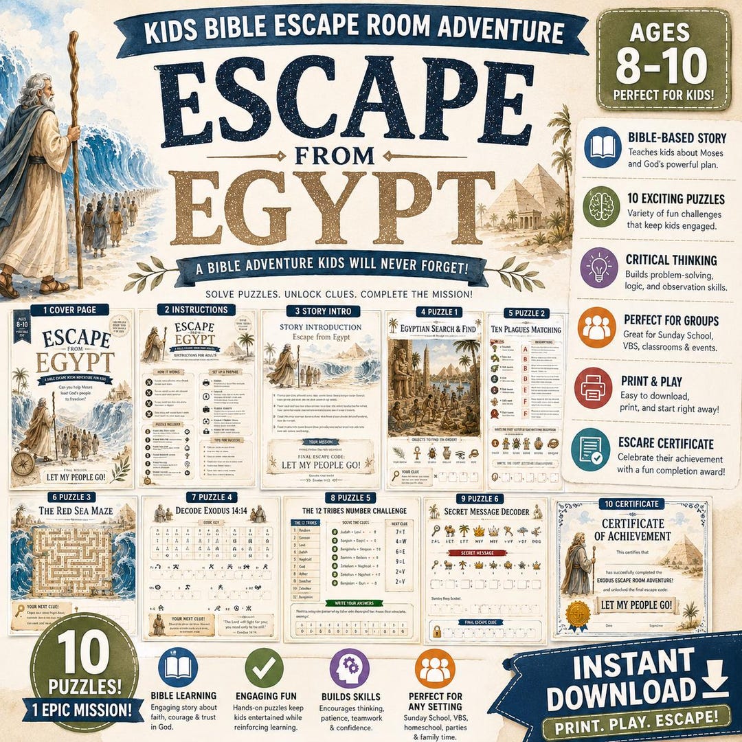 Bible Escape Room for Kids Age 8-10,escape From Egypt Printable Game ...