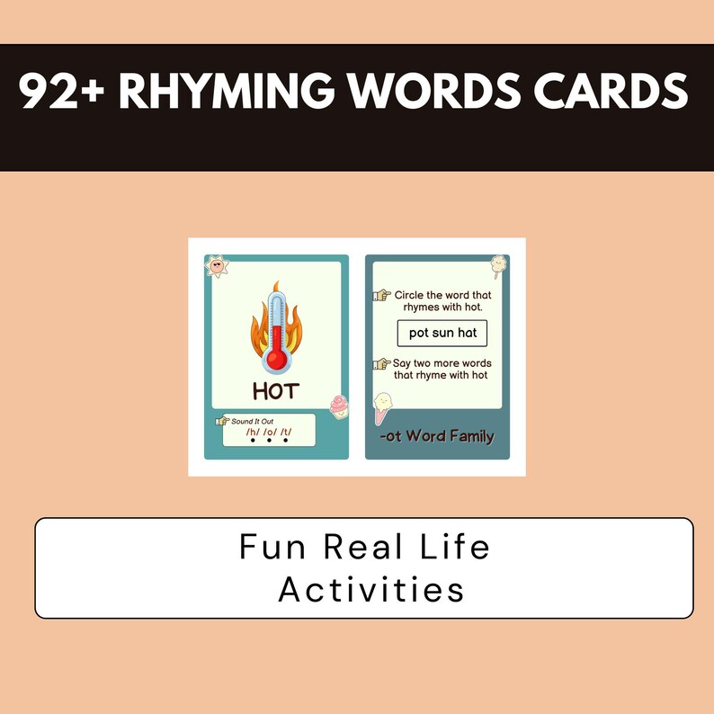 Rhyming Flashcards Mega Pack,phonics Word Family Cards,kindergarten ...