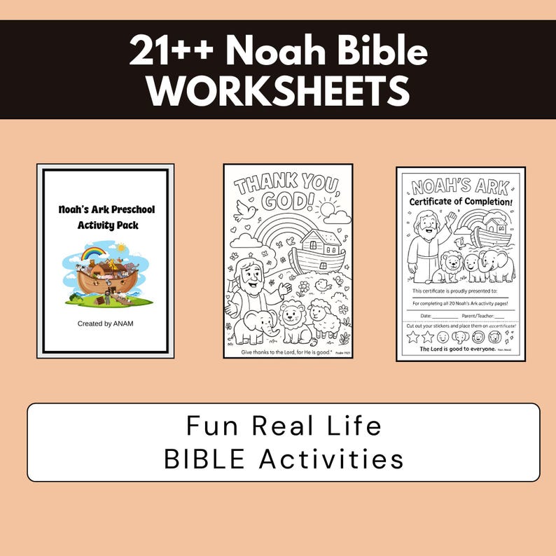 21+ Noah Ark Bible Worksheets,sunday School Education Activity,bible ...
