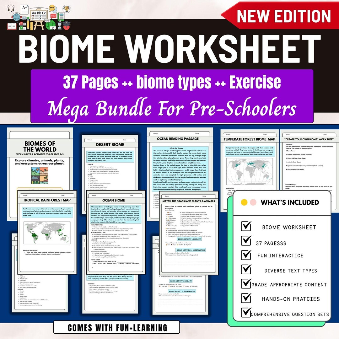 Biomes Worksheet,stem Learning Bundle,oceans,biome Activities,geography ...