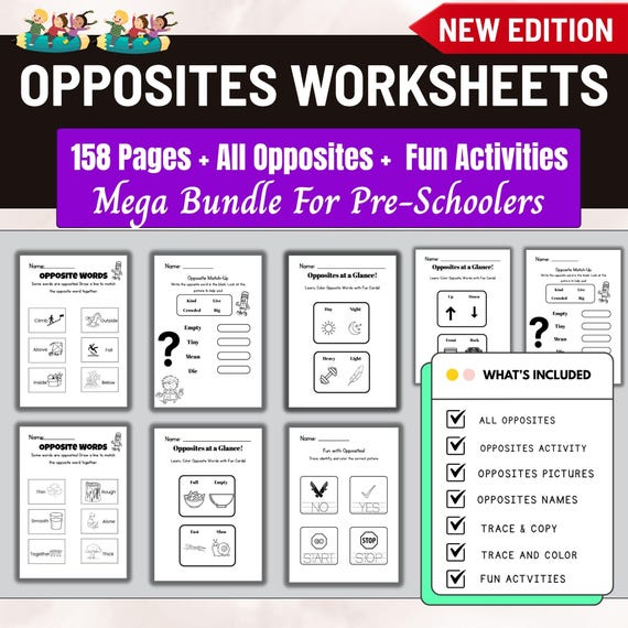 Printable Opposites Worksheets