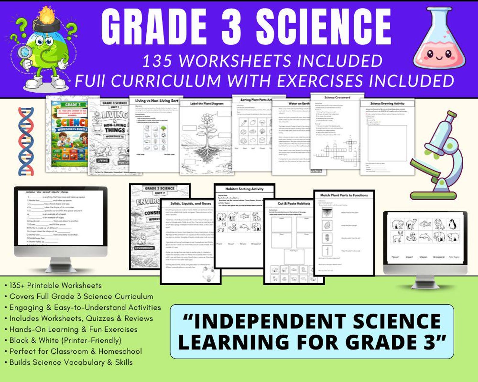 Grade 3 Science Worksheets Bundle | 130+ Printable Science Activities ...