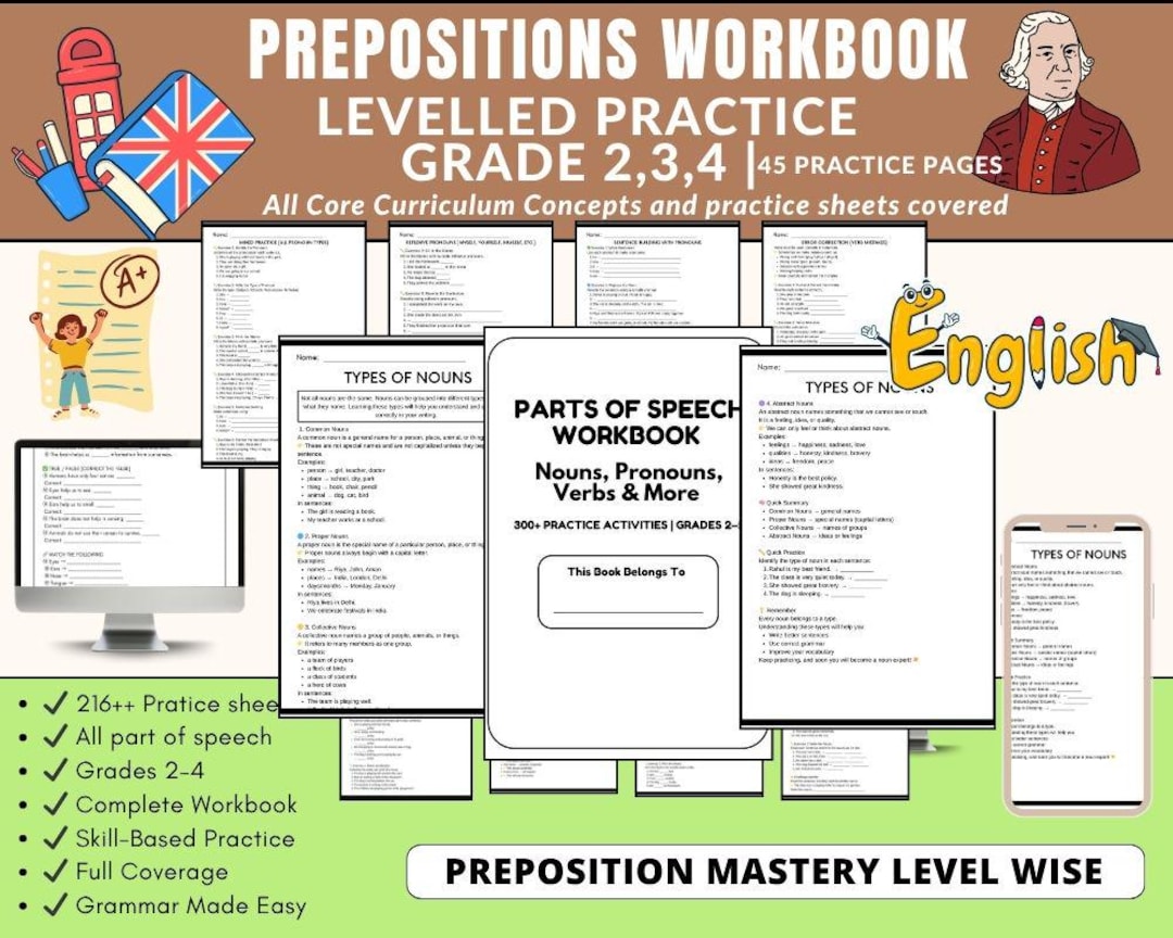 Parts of Speech Worksheets | Grammar Workbook for Kids | Printable ...