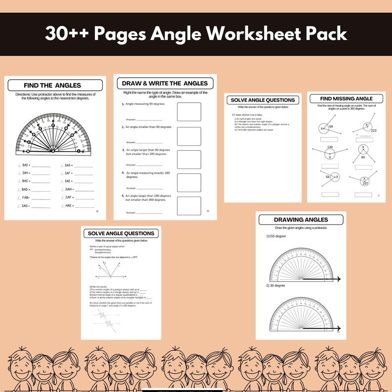 Angles Worksheet Grade 4 | Measuring Drawing Identifying Angles ...