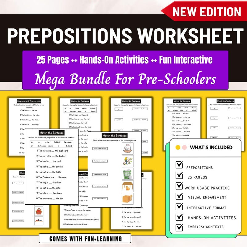 Worksheet Prepositions - Etsy
