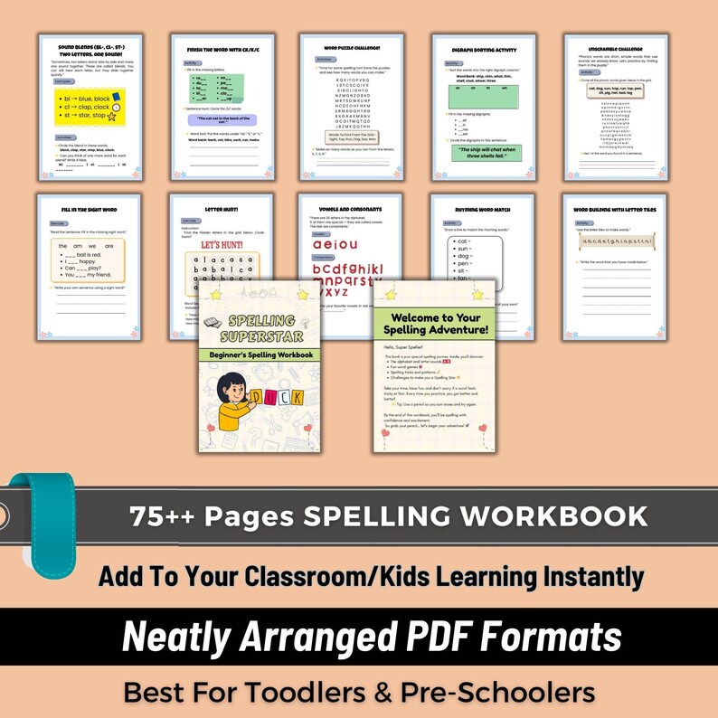 50+ Page Printable Spelling Workbook,phonic Worksheet,2nd Grade ...