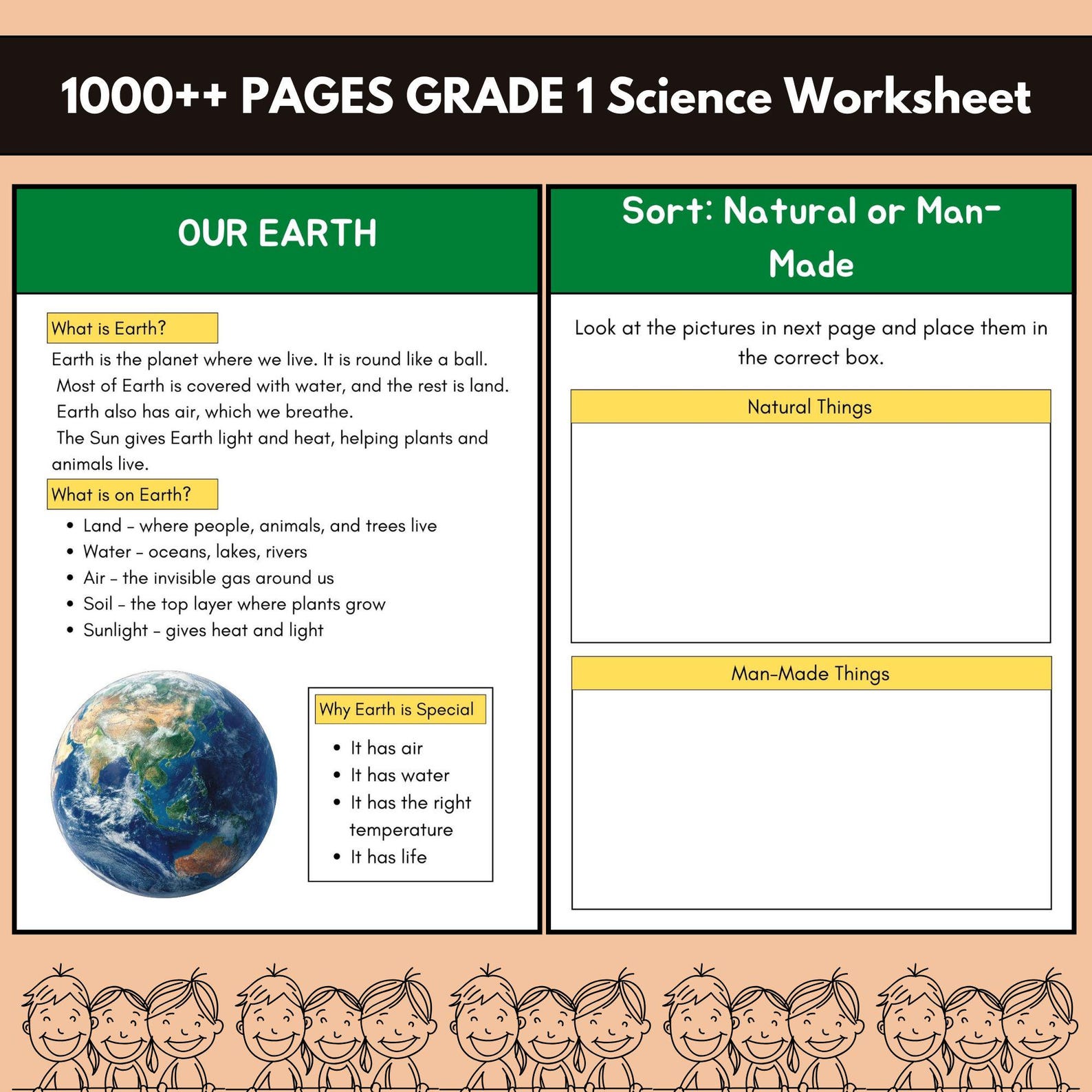 Grade 1 Science Worksheet Bundle,1000+ Pages,earth, Materials, Plants ...