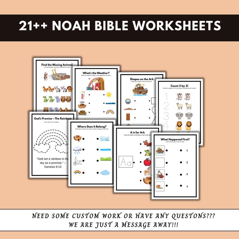 21+ Noah Ark Bible Worksheets,sunday School Education Activity,bible ...