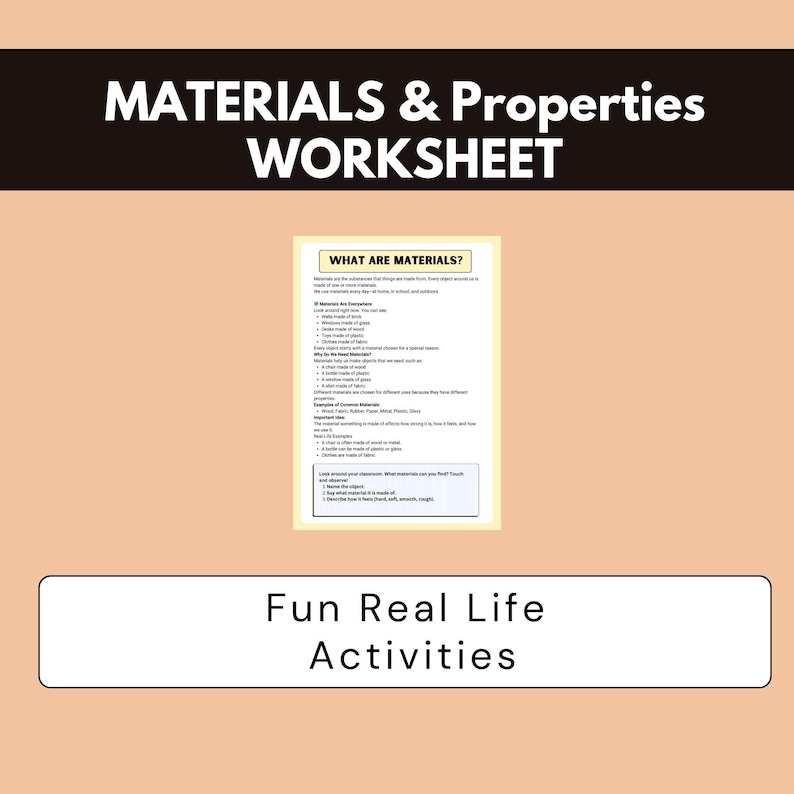 Grade 1 Science Worksheets Materials Their Properties Bundle,science ...