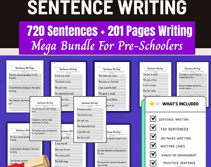 25 Printable Sentence Writing Worksheets, Write the Sentence Worksheets ...