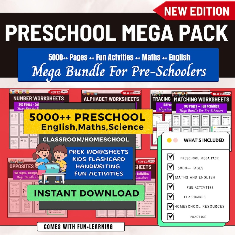 Buy 5000+ Preschool Worksheet Bundle,homeschool Printables,preschool ...