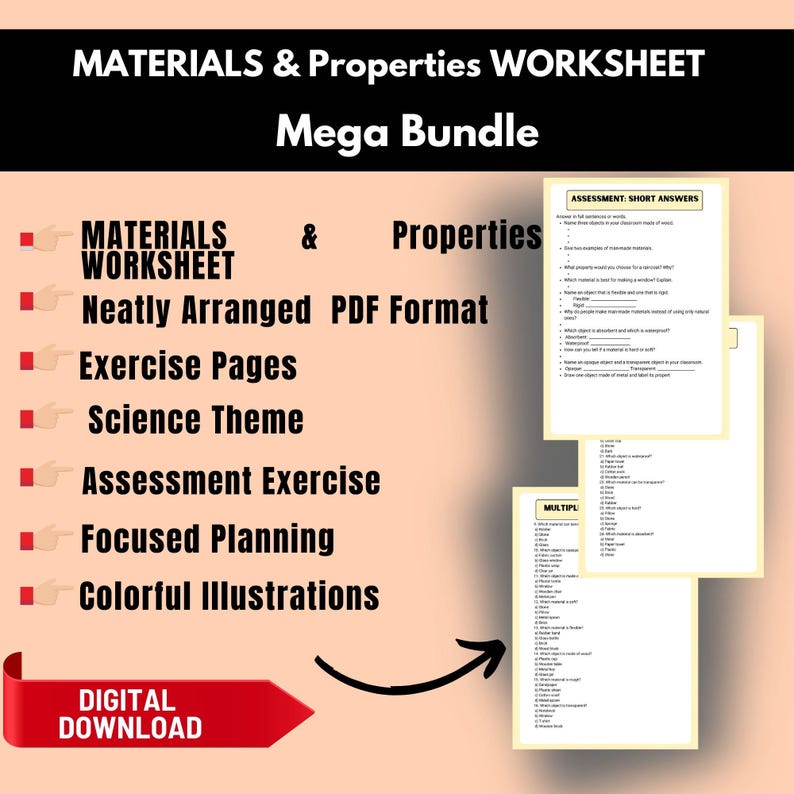 Grade 1 Science Worksheets Materials Their Properties Bundle,science ...
