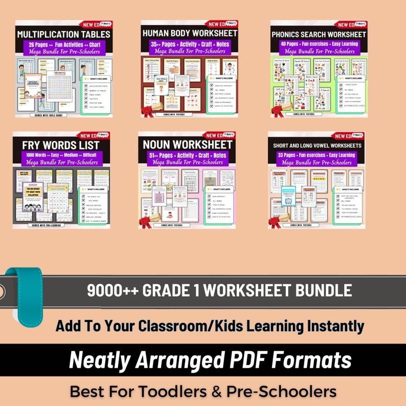 9000+ Pages Grade 1 Classroom Bundle Mega Worksheet Pack First Grade ...