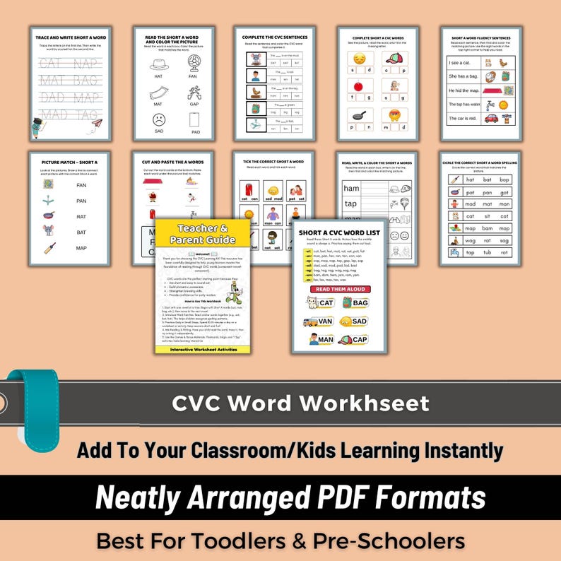 65+ Pages CVC Workbook,learn to Read CVC Words,phonics Card Printable ...