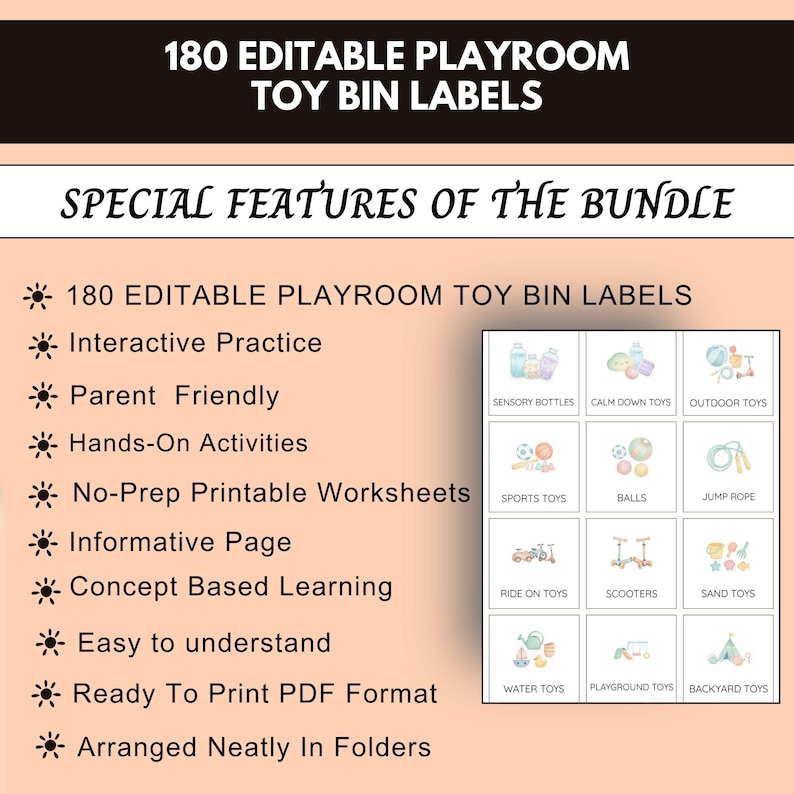 180 Canva Editable Toy Bin Label,playroom Organization Labels,kid ...