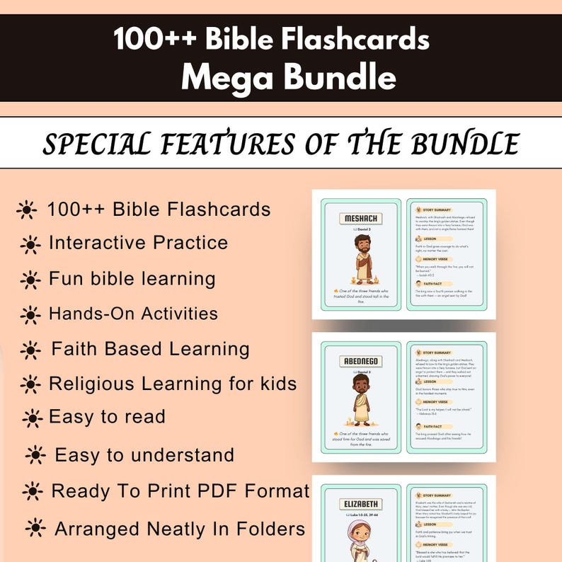 100++ Bible Flashcards for Kids,bible Character Flashcardschristian ...