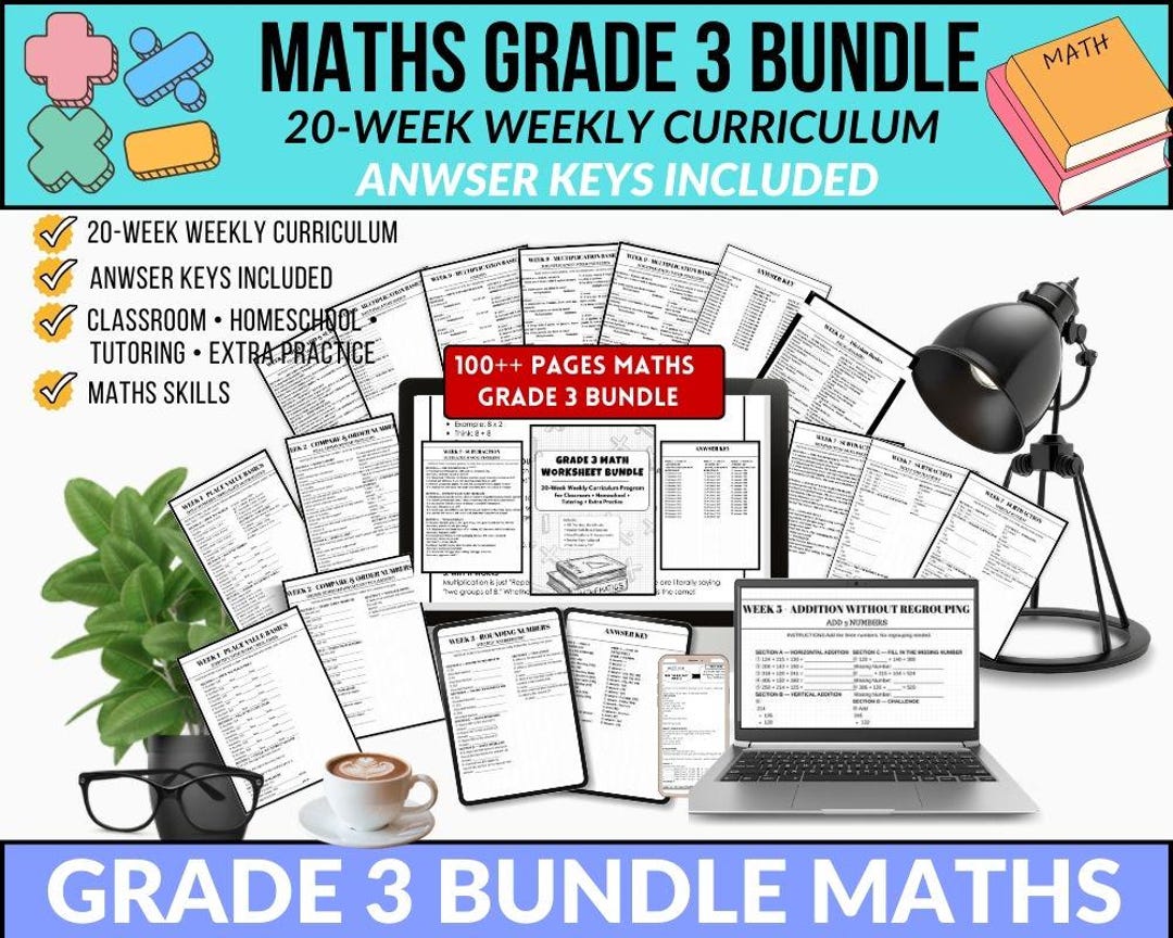 Grade 3 Maths Bundle Printable,3rd Grade Math Worksheets Pdf,no Prep ...