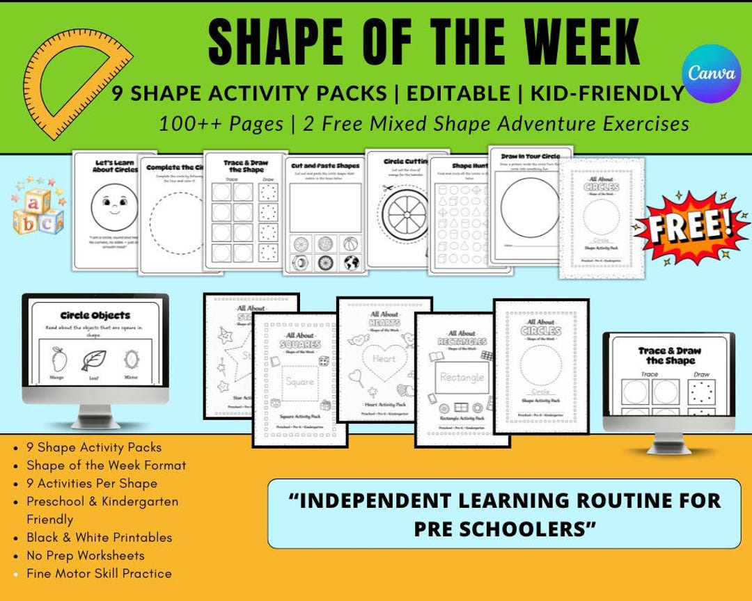 Shape of the Week Activity Bundle,preschool Shape Worksheets,circle ...