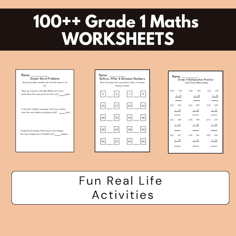Math Worksheet 1st Grade,homeschool Math Print,math First Grade ...