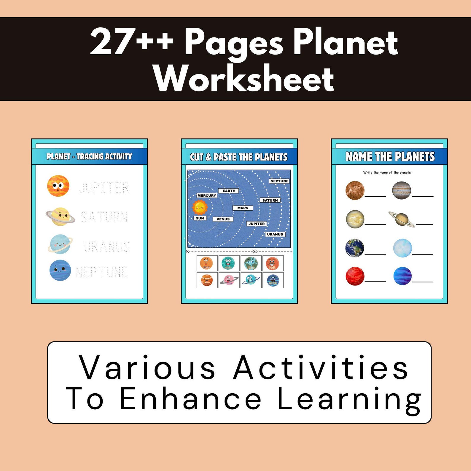 27+ Pages Planet Worksheet Bundle,solar System Activity,space Science ...