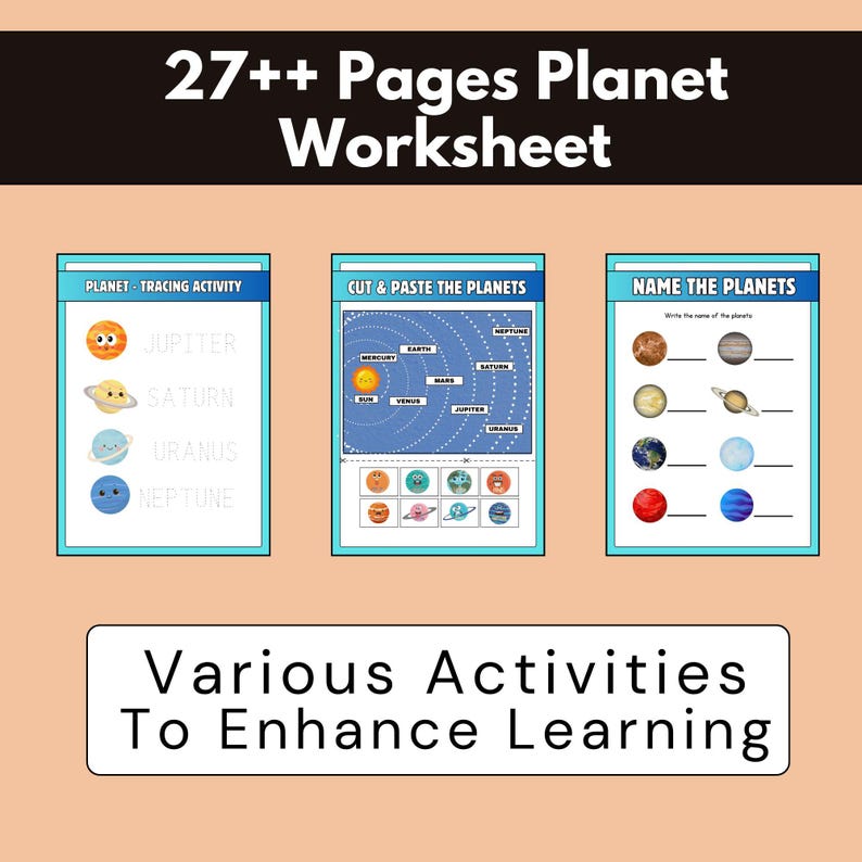 27+ Pages Planet Worksheet Bundle,solar System Activity,space Science ...