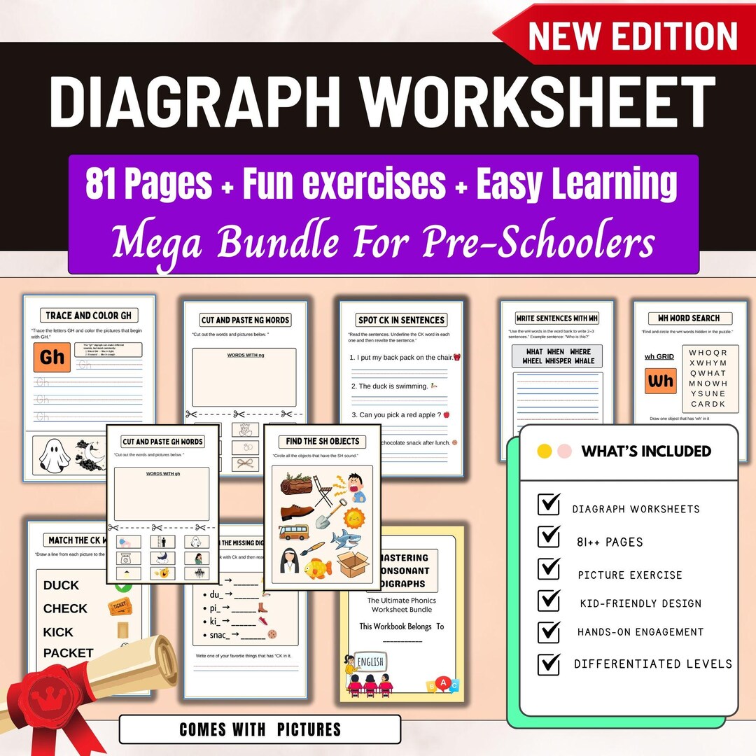 Digraph Worksheets Bundle,phonics Worksheets,reading Activities ...